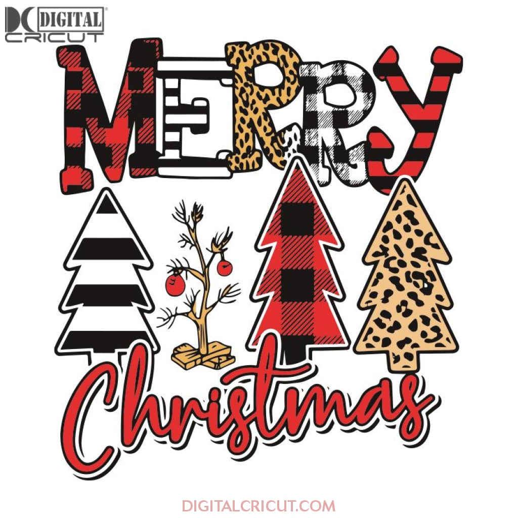Merry Christmas Matching Family Svg, Plaid Christmas Trees Svg, Cheeta ...