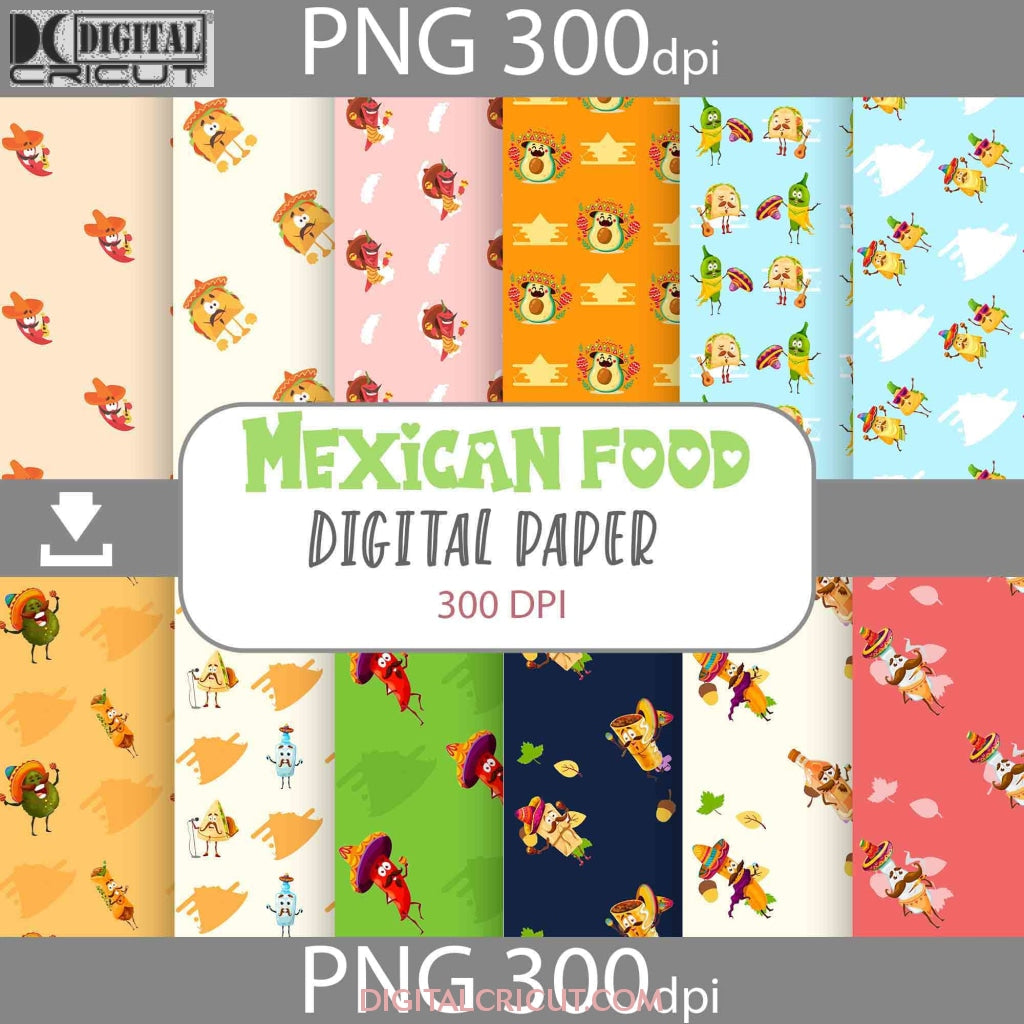 Mexican Food And Vegetables Seamless Pattern, Digital Papers, Scrapboo ...