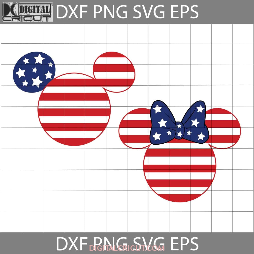 Mickey And Minnie Stars And Stripes Ears Svg, Cartoon Svg, Cricut File ...