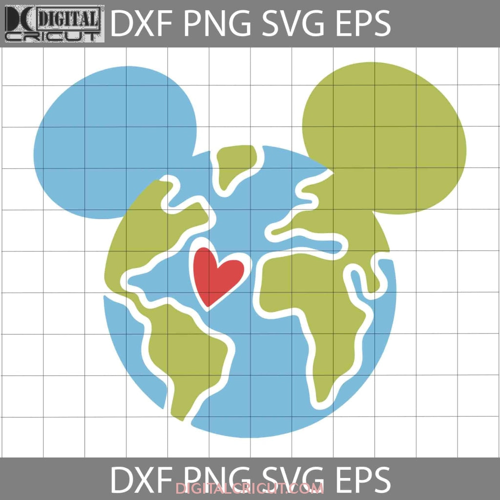 Mickey Mouse Head Earth Svg, Earth Day Svg, Green Earth Svg, Cartoon S ...
