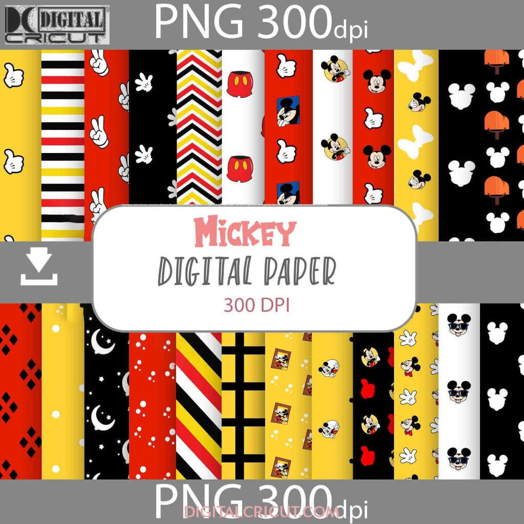 Mickey Seamless Pattern, Summer, Digital Papers, Scrapbook Papers, Pat ...