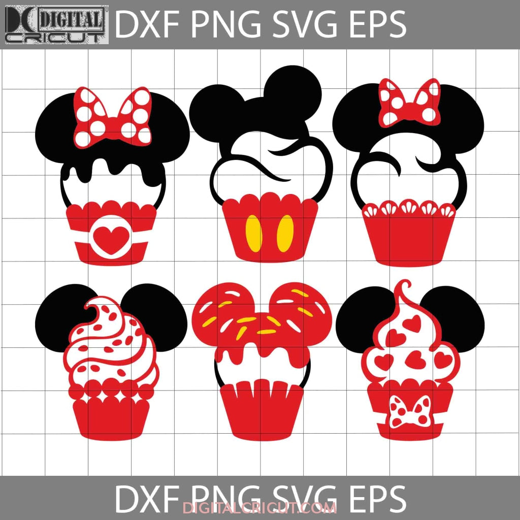 Minnie & Mickey cupcakes Svg, Cartoon Svg, Cricut File, Clipart, Svg ...