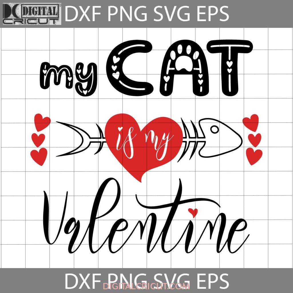 My Cat Love Fish Valentine Svg, Fish Bone Svg, Valentine Cats Svg ...