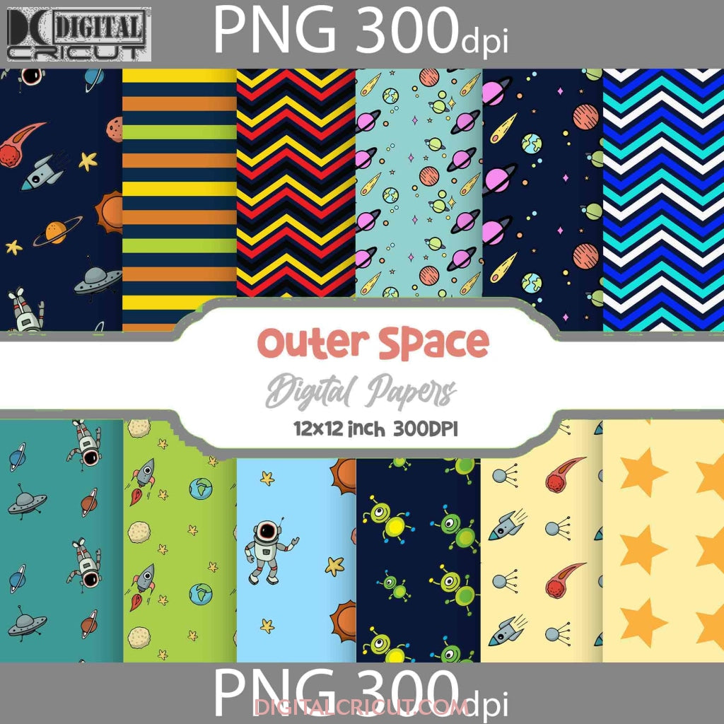 Outer Space Seamless Pattern, Digital Papers, Scrapbook Papers, Pattern ...