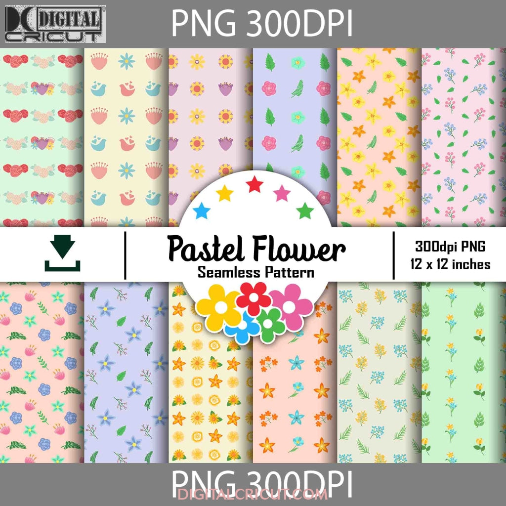 Pastel Flower Seamless Pattern, Digital Papers, Scrapbook Papers, Patt ...