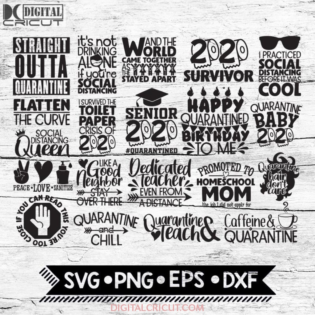 Quarantine, Social distancing SVG, Bundle, 20 designs, Cut File, clipa ...