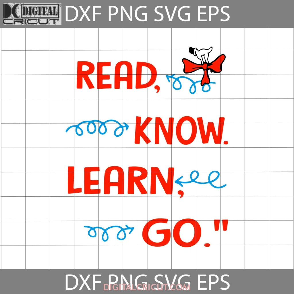 Read Know Learn Go Svg, Cricut File, Clipart, Svg, Png, Eps, Dxf ...