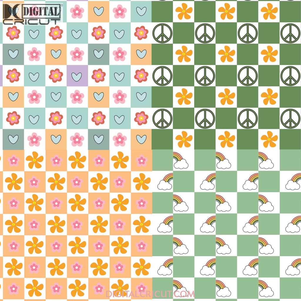 Retro Checkerboard Seamless Pattern, Scrapbook, Digital Paper ...