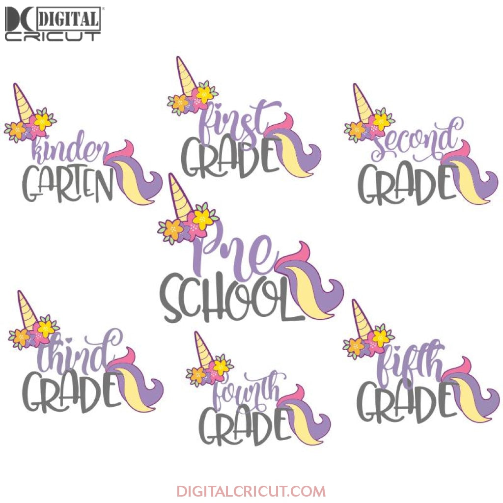 Unicorn Grade, Back To School, Bundle, School, Svg, Png, Eps, Dxf ...