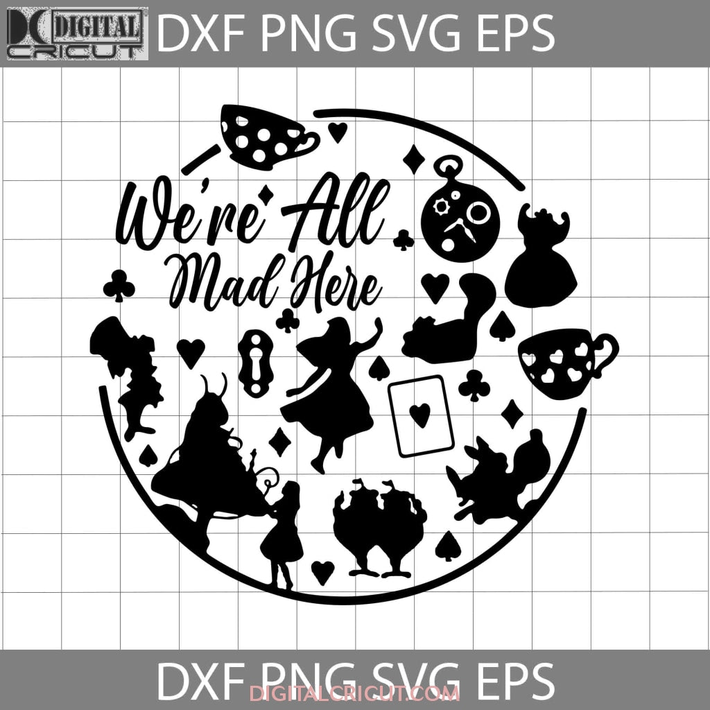 We're All Mad Here Svg, Cat Svg, Cartoon Svg, cricut fifle, clipart ...